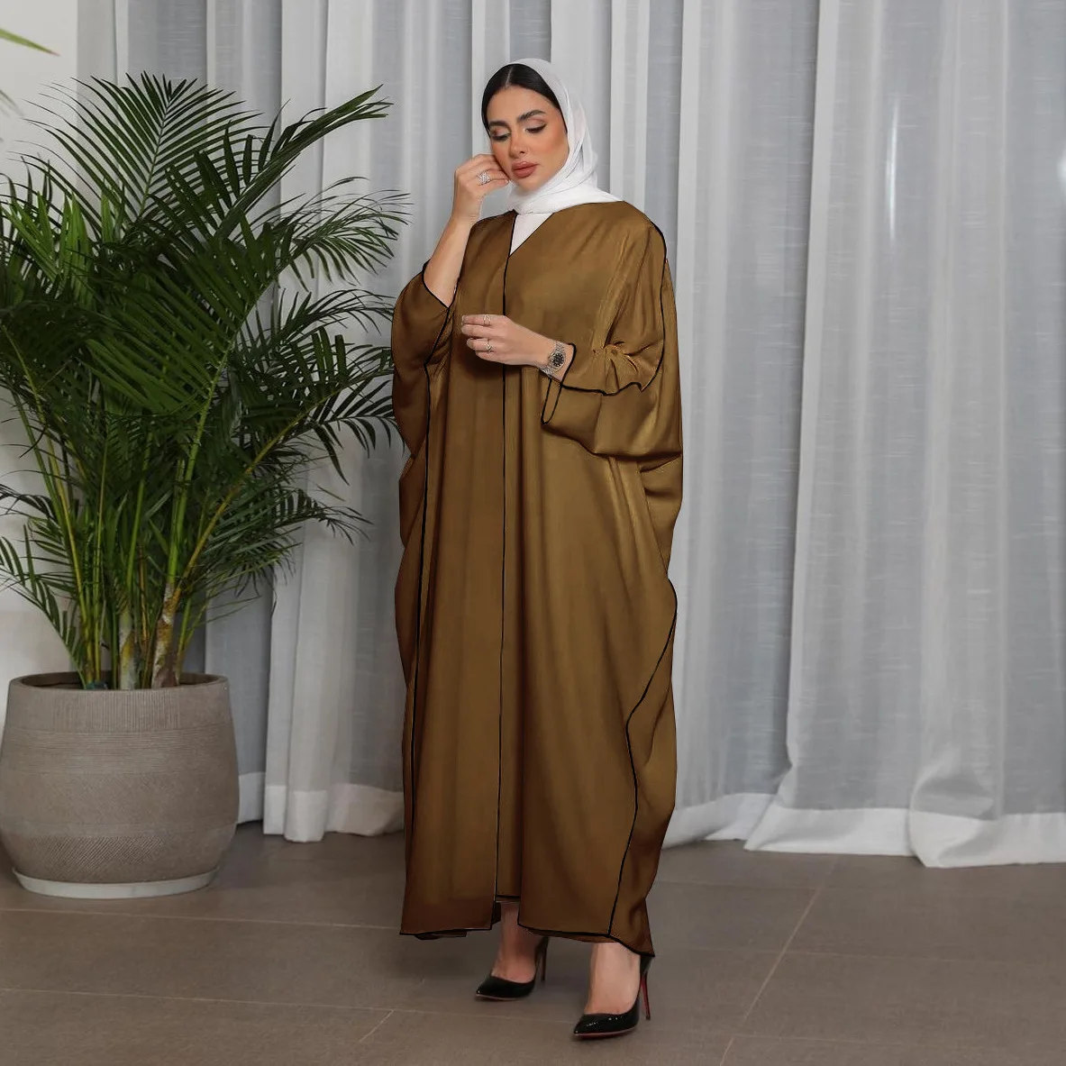 Oem Muslim Traditional Clothing Abaya 2 Pieces Turkey Dubai Solid ...