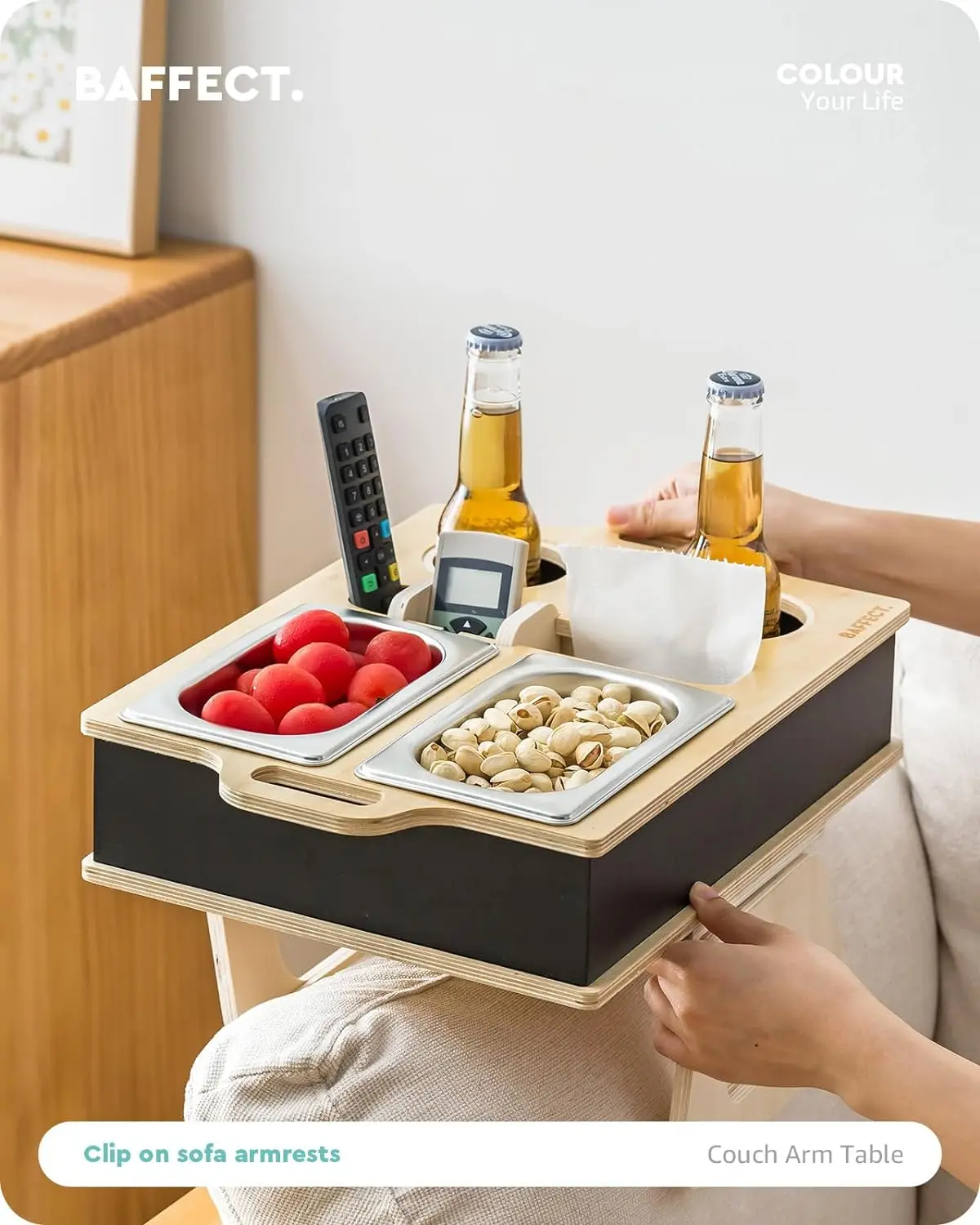 Couch Snack Bar Arm Table - Eco-Friendly Bamboo Tray