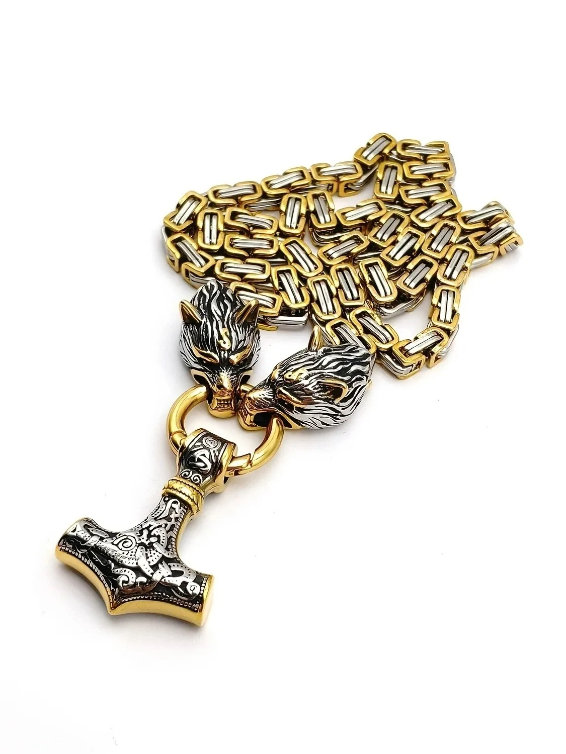 Men's Vintage Stainless Steel Mythology Celtic Thor Hammer Pendant ...