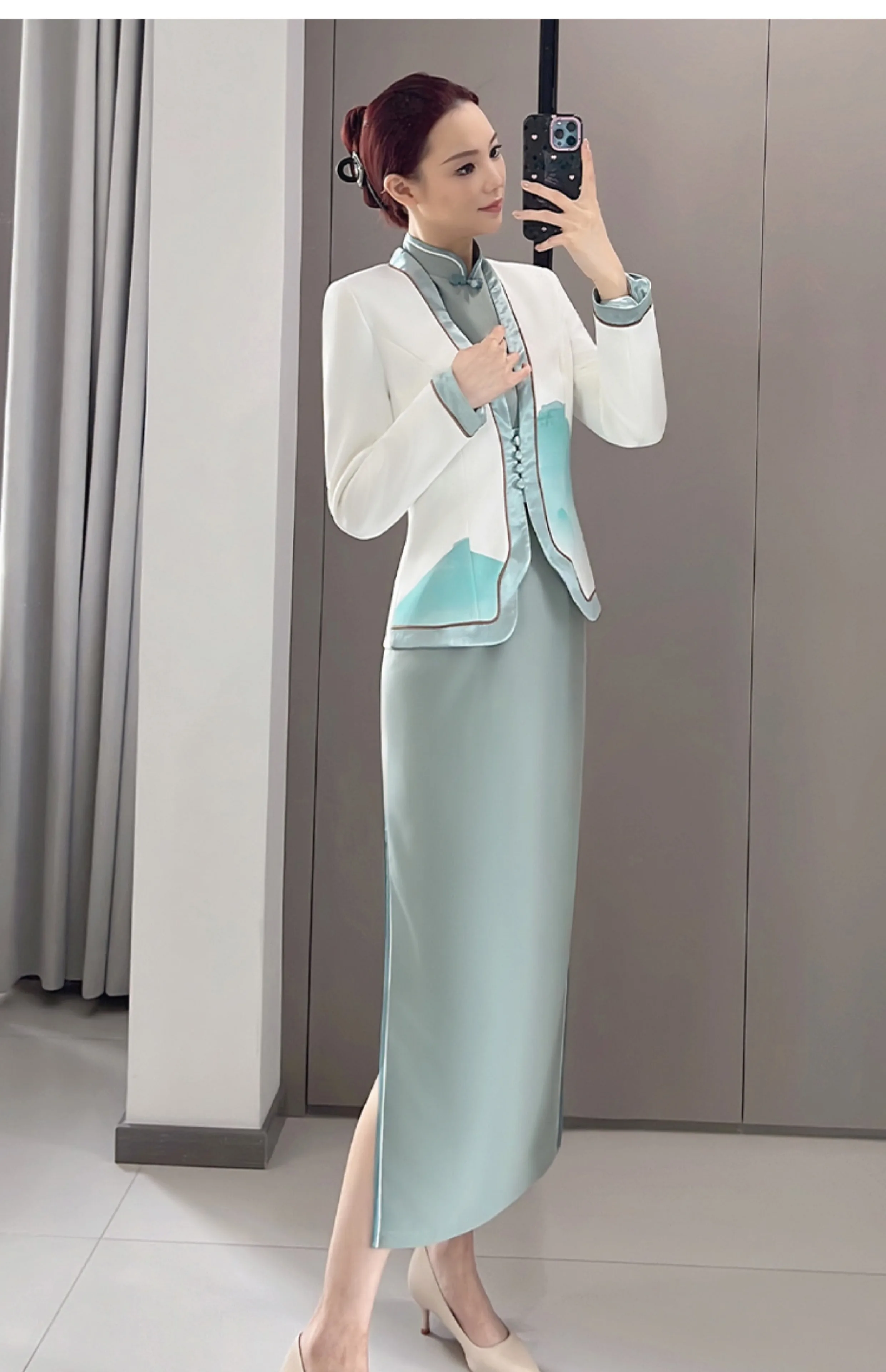 Casual Summer Female Career Dresses Waitress Set for Hotel Catering ...