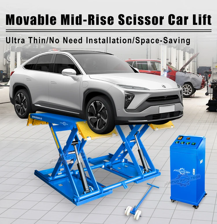 Jintuo 4t Auto Mobile Mini Scissor Car Lift Portable Lift Ultra-thin ...