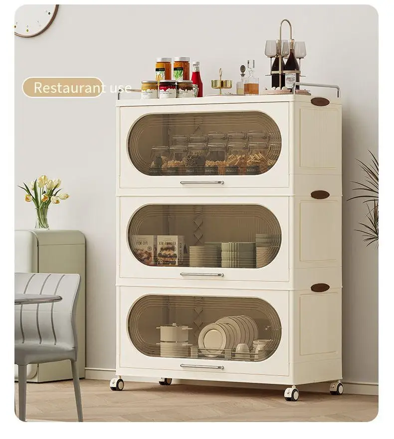 Multifunctional Square Plastic Kitchen Storage Cabinet Dustproof ...