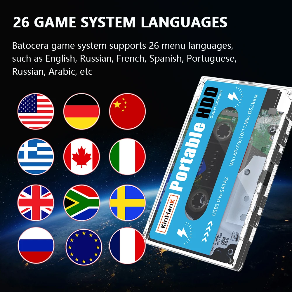 500G Gaming Hard Drive with 55000 Retro Games - Batocera 33 System