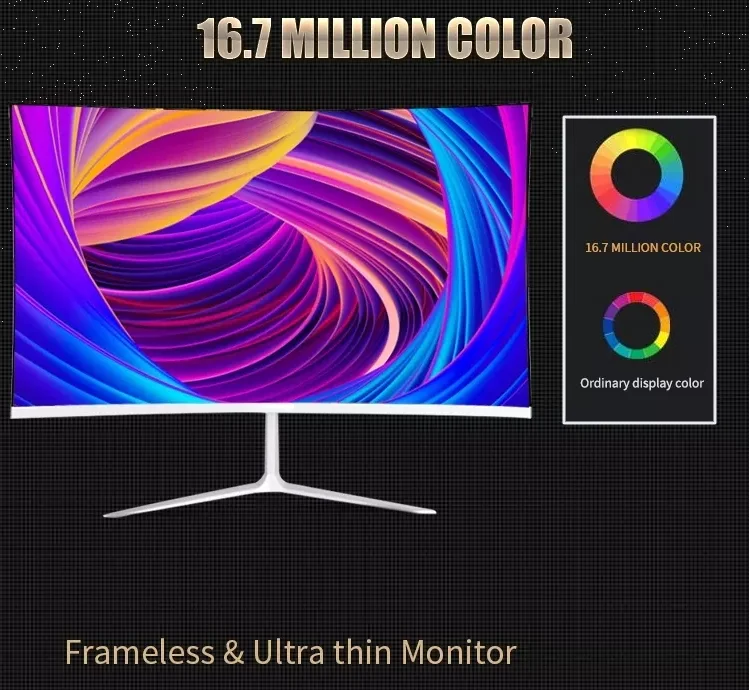 Curved 75hz Id Monitor 23.8 Inch For Gaming Pc 2500r Computer Desktop ...