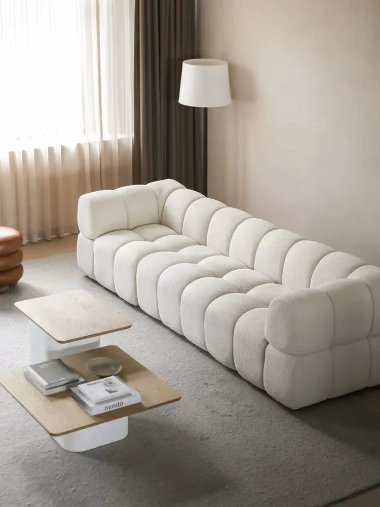Minimalist Style Beige Sofa White Modular Sofa L-Shape Combo Sofa ...