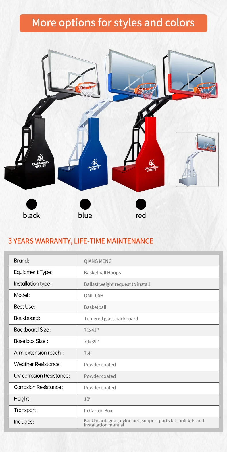 Outdoors Indoors Professional Basketball Hoop Adjustable Portable Basketball Hoop Stand 10 Feet ...