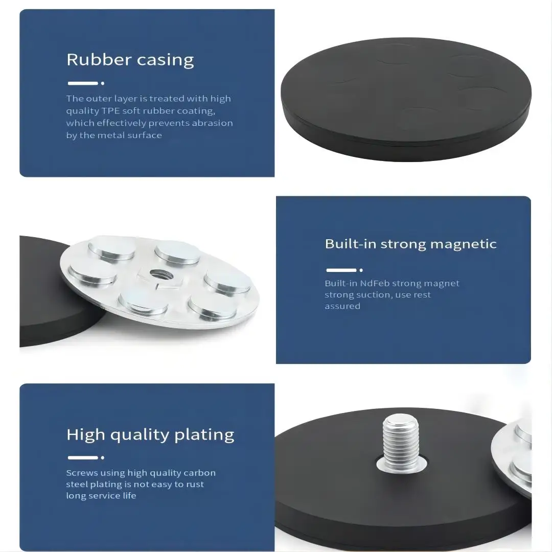 Magnetic Rubber Coated Mounting Magnet Base N35-n52 D43*6mm M4 M6 ...