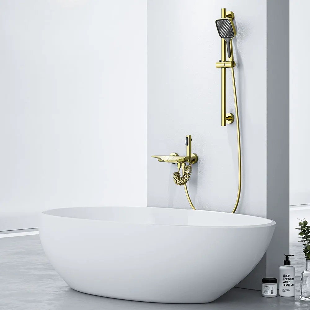 Luxury Wall Mounted Bathroom Shower Faucet System Rainfall Bathroom Shower System Set With Bidet ...