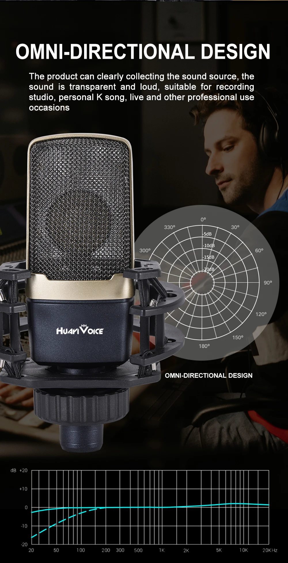 A2 Professional Wired Condenser Microphone Studio Singing Microphone ...