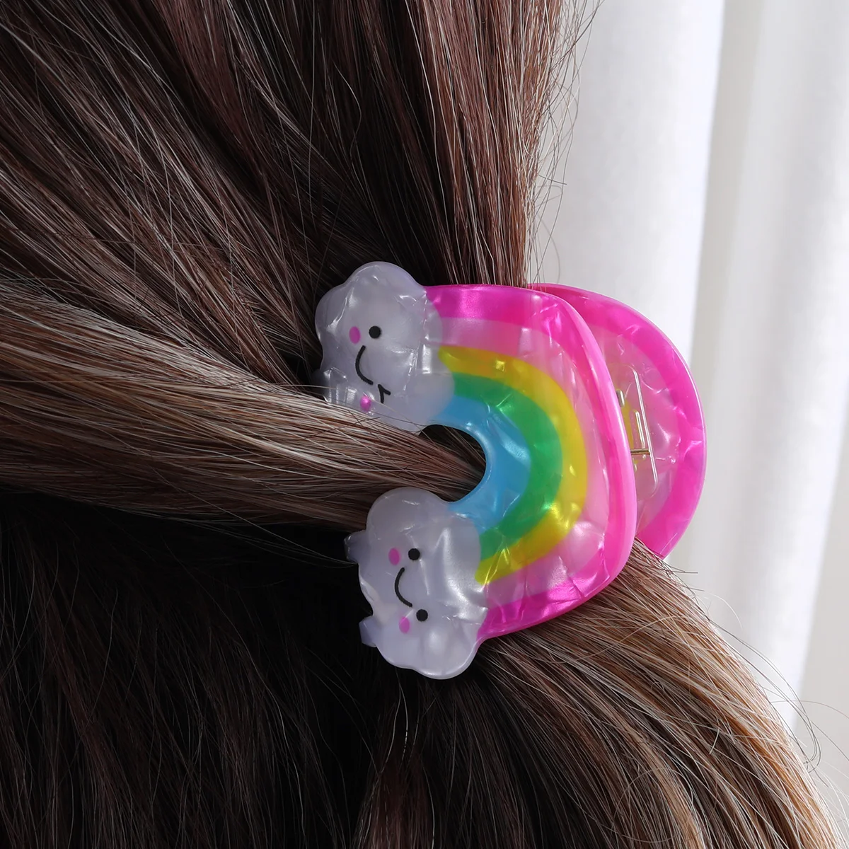 Personalized Acrylic Rainbow Mini Hair Claw Clips Smiley Face Hair Claw ...
