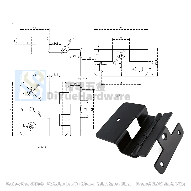 Heavy Duty Folding Design Gate Cranked Swivel Hinge With Black Color ...