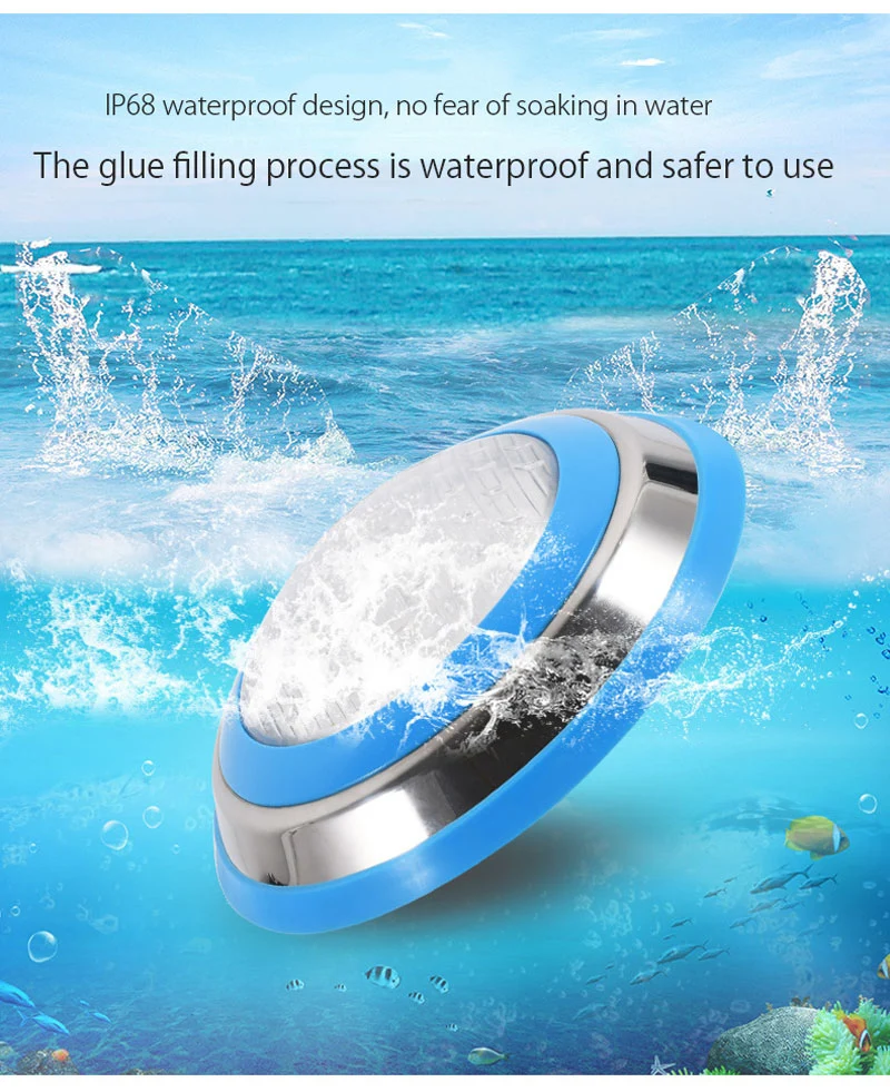 18W 24W 36W RGB LED Swimming Pool Light Stainless Steel Wall Mounted IP68 Waterproof Underwater ...