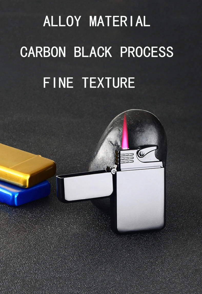 Square Metal Lighter Red Flame Inflatable Lighter Laser Customized ...