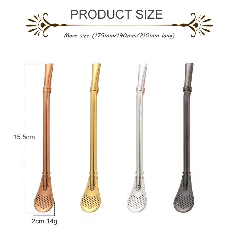 High Quality 155mm Stainless Steel Straw Filter Spoon Reusable Bar ...
