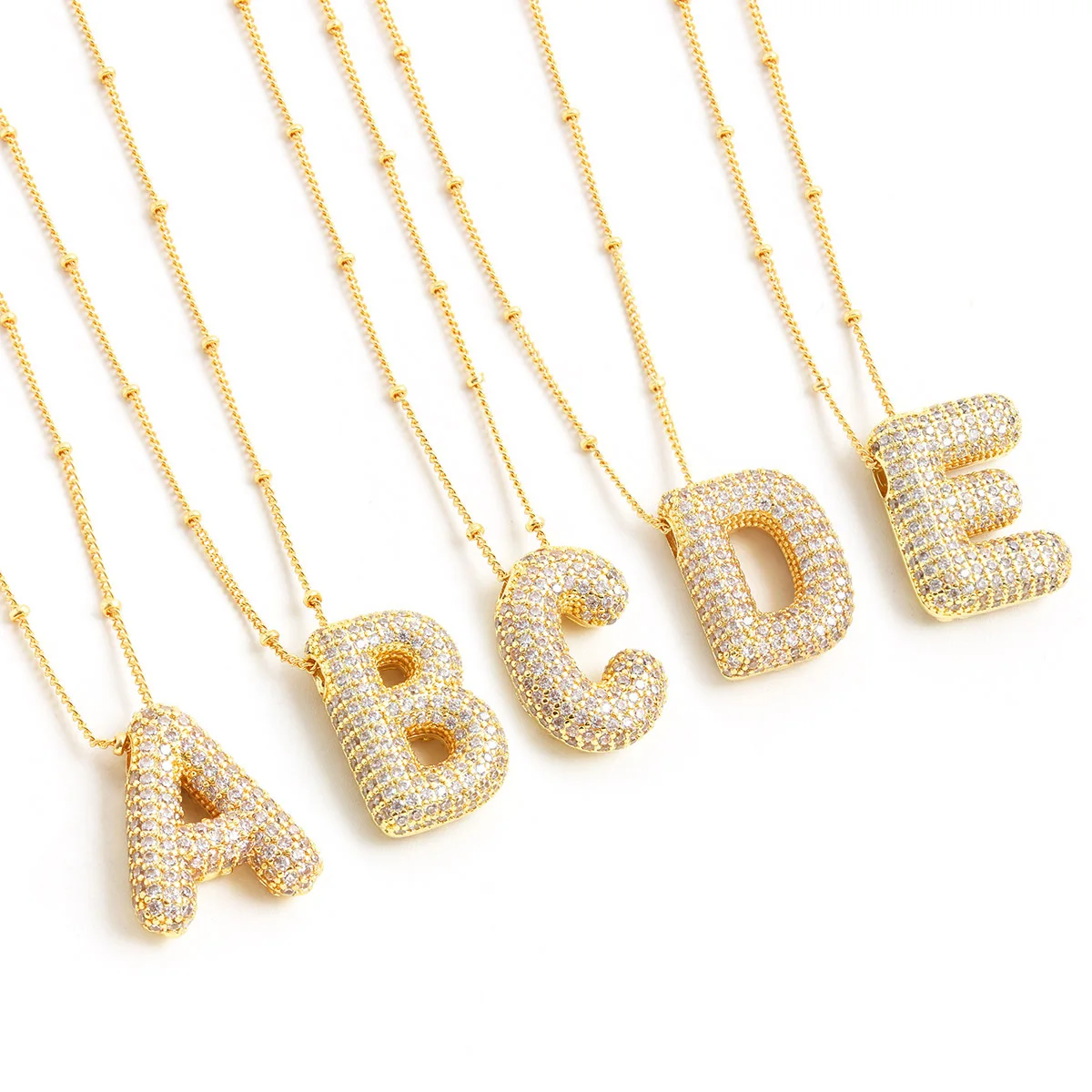 Wholesale Thick Initial Name Bubble Alphabet Pendant Necklaces Chunky ...