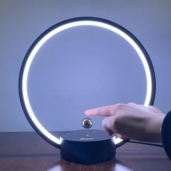 Modern Luxury Circle Table Lamp Round Shade Desktop Ambient Led Light ...