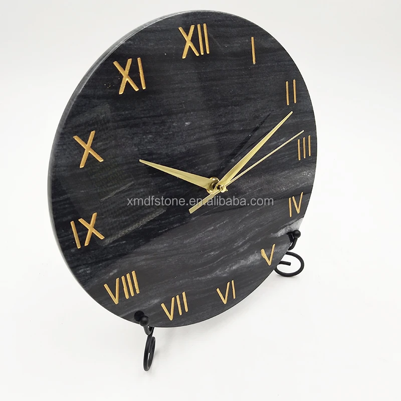 Natural Marble Stone Gem Crystal Clock Wall Marble Desk Clock With ...
