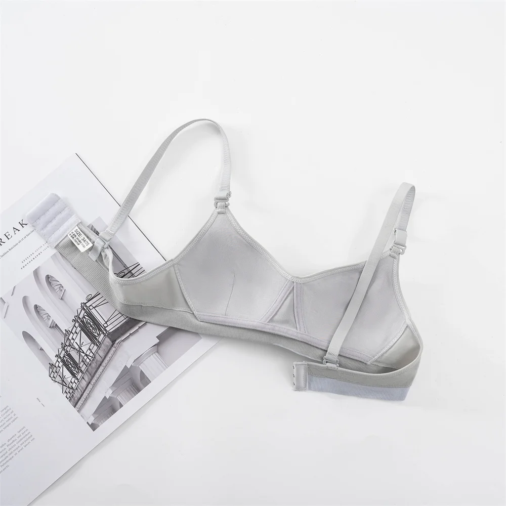 Solid Color Cotton School Underwear Girl Underwire Personality Letter ...