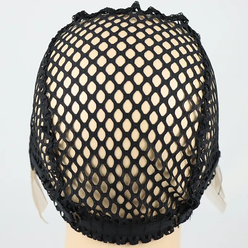 Black Color With T Lace Part Stretch Weaving Big Hole Mesh Caps With ...