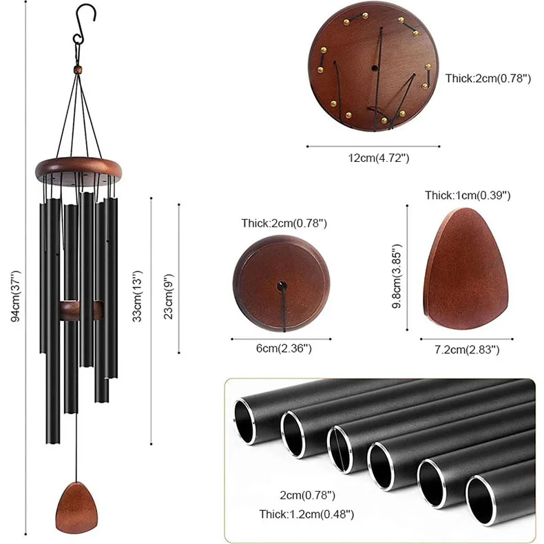 Usa 37 Inch Garden Wind Chimes Outdoor Large Deep Tone Memorial Wind ...