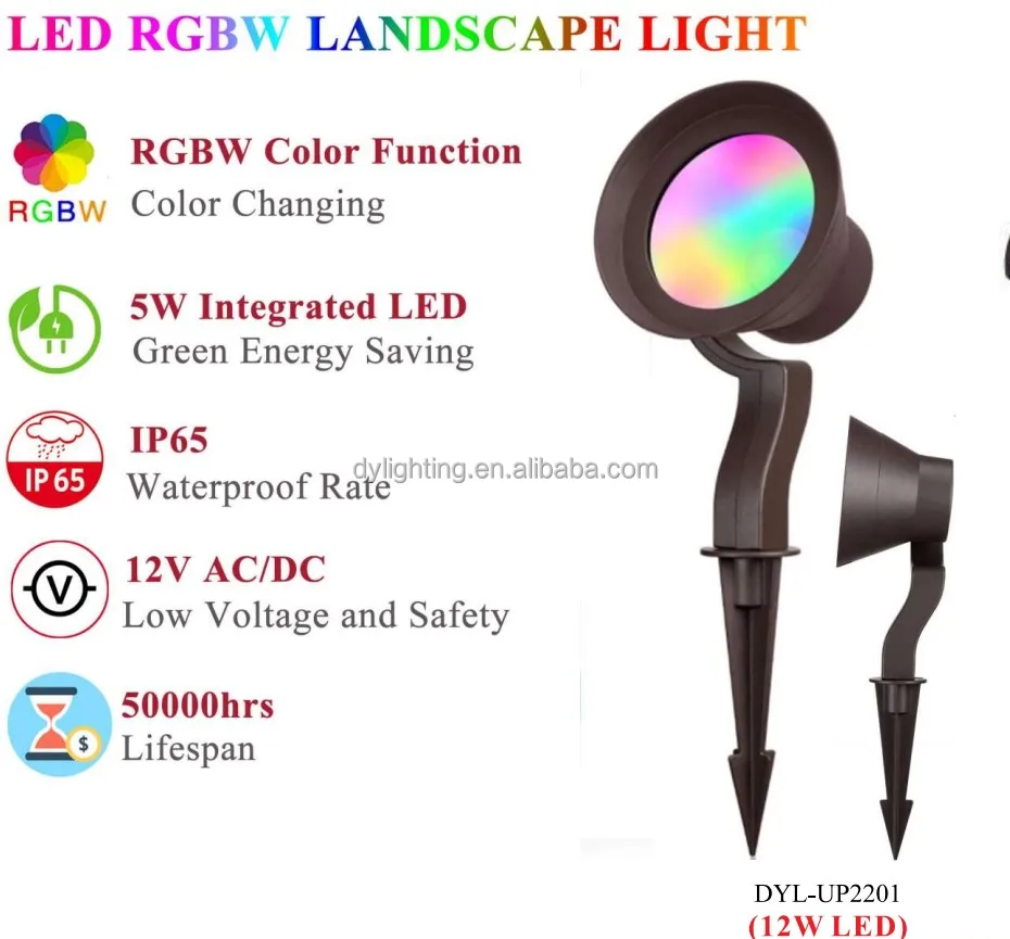 Smart RGBW Garden Solid Brass Spot Light 12V RGBW Outdoor Directional ...