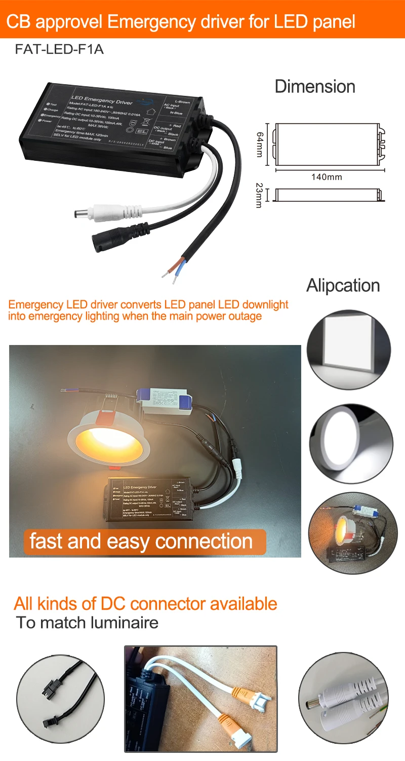 LED Emergency Converter for 3-40W Lamps with External Driver