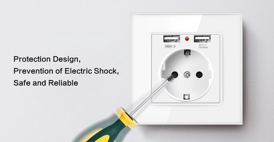 SRAN Luxury Recessed Wall Socket with Dual USB Charging
