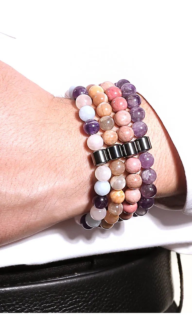 Bestone Precious Stone Bracelet Crystals Healing Real Natural Amethyst ...