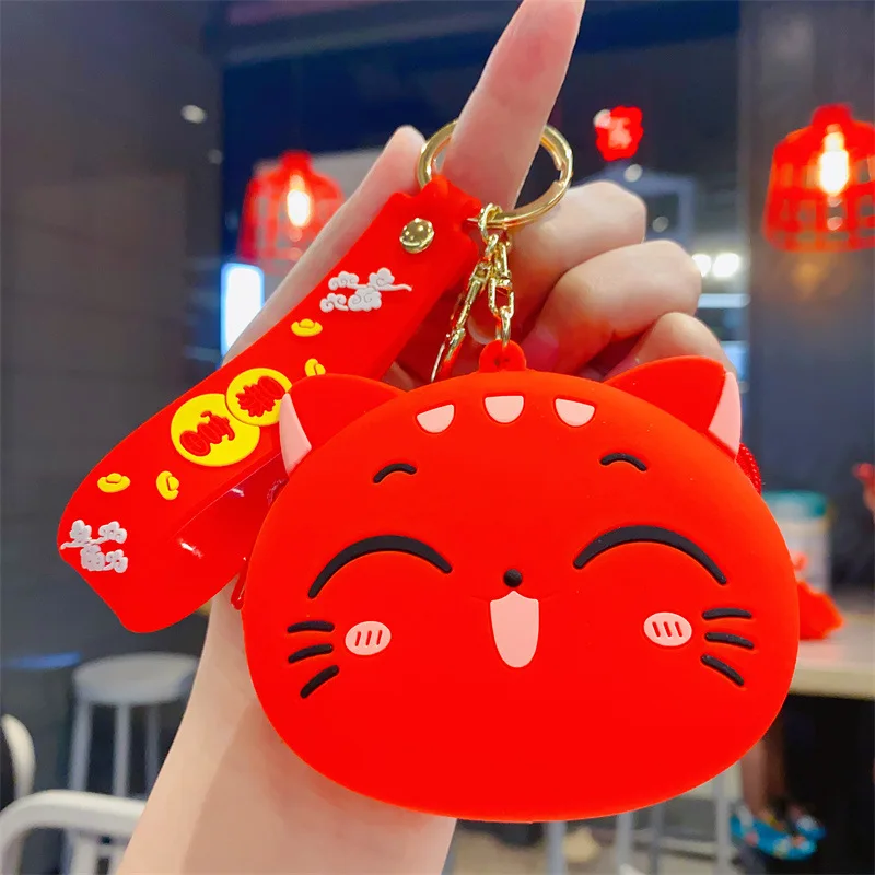 Cute Cartoon Cat Silicone Bag Charm - Kawaii Keychain