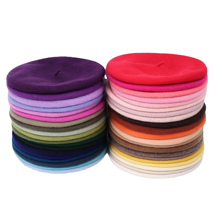 wholesale custom print logo winter hat bulk cold hat wool beret cap ...