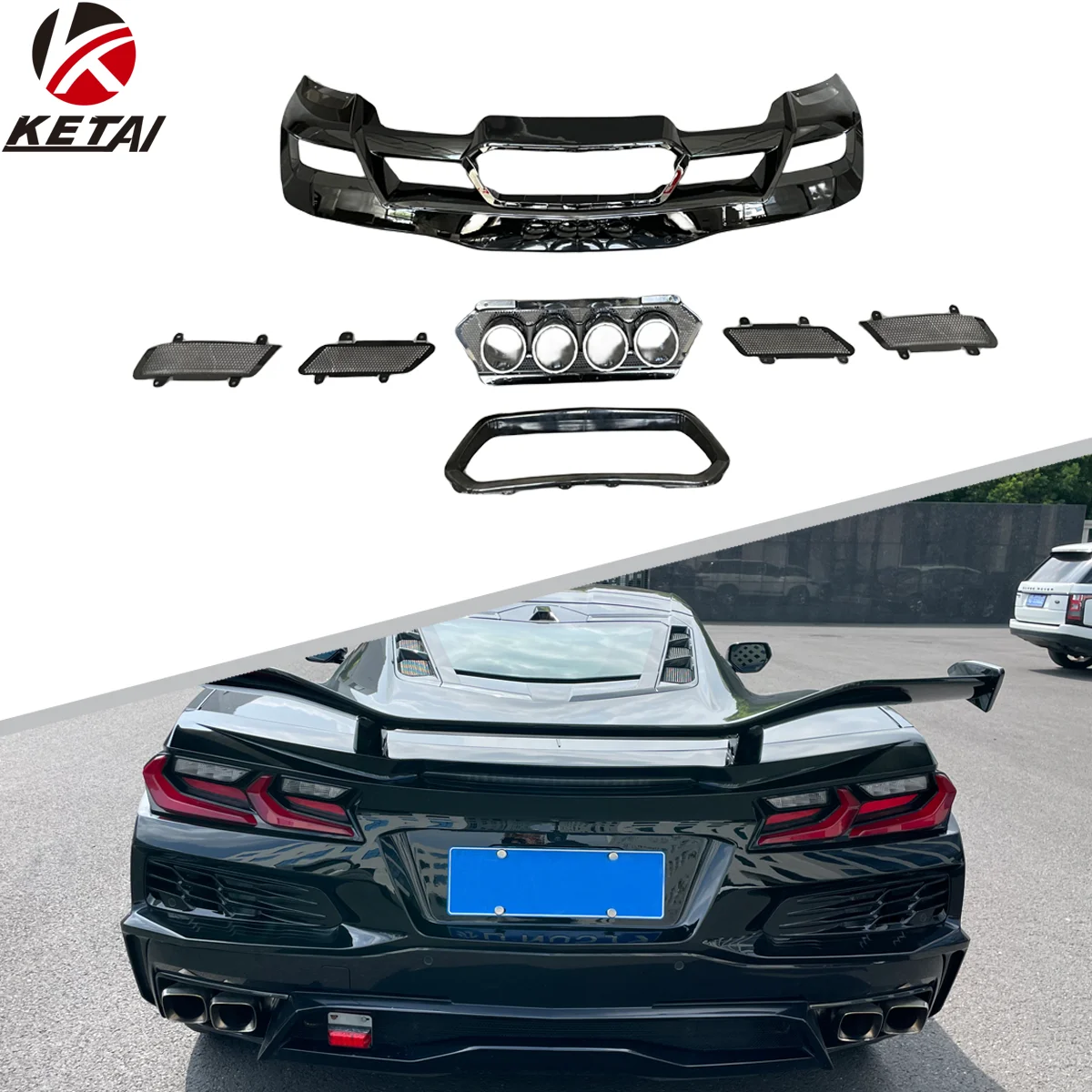 High Quality C8 Car Bumper Rear Diffuser for Chevrolet Corvette C8