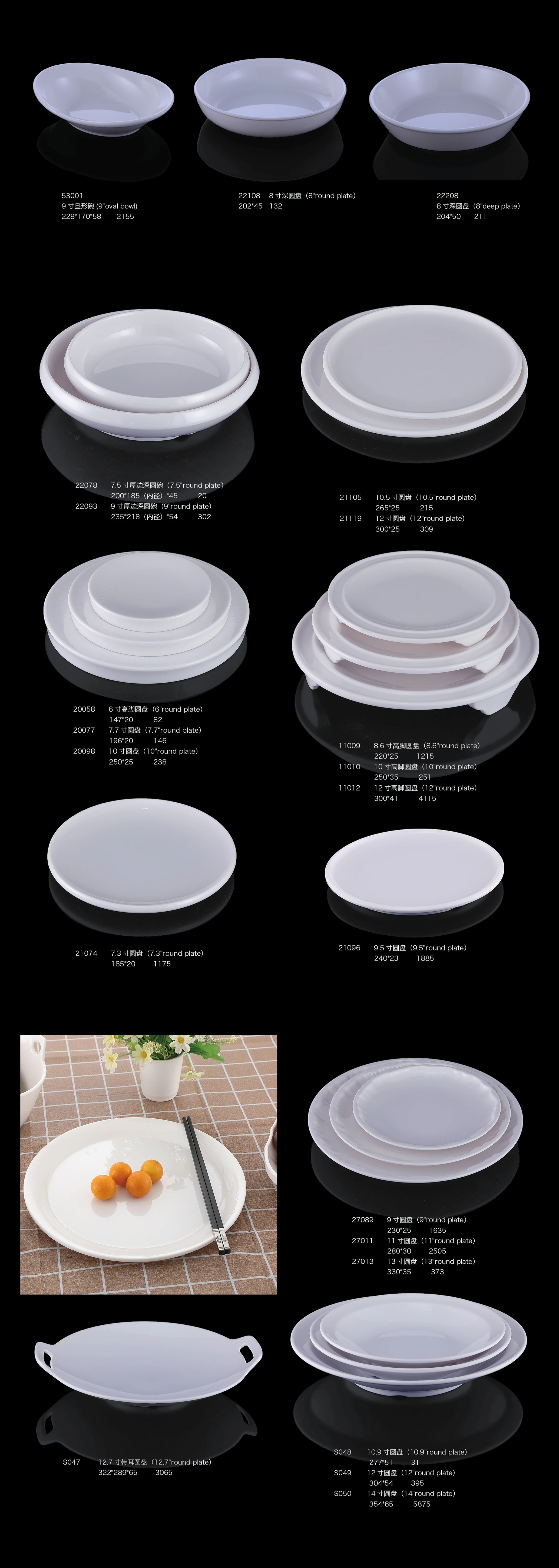 Wholesale Custom Round Melamine Plates for Restaurants