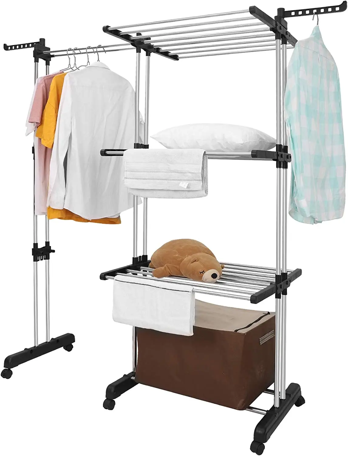 4 Tier Extendable Clothes Dryer Rack - Foldable & Easy to Move