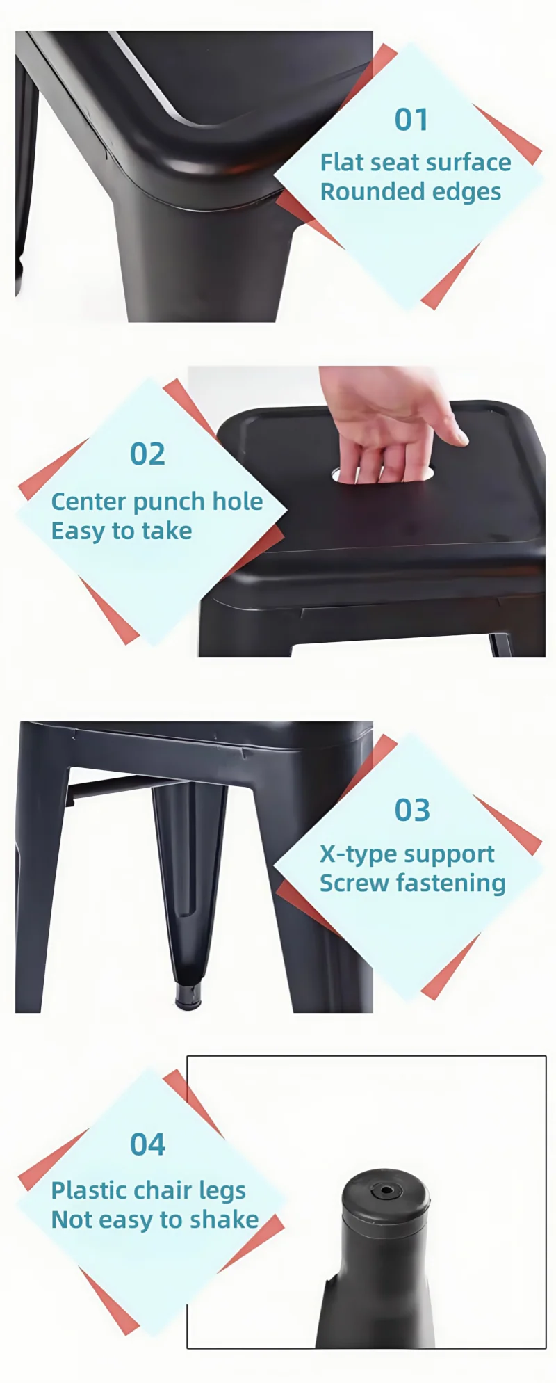 Modern Stackable Metal Frame Chair for Dining Room High Legs Armless ...
