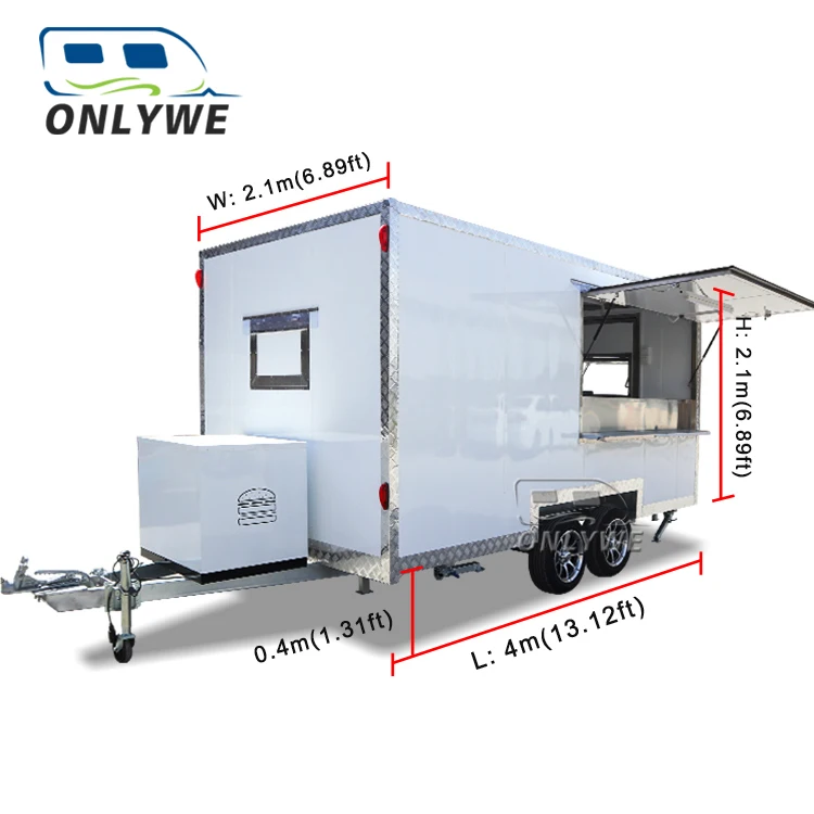 Onlywe Commerical Remorque Mobile Food Truck Stainless Steel Square ...