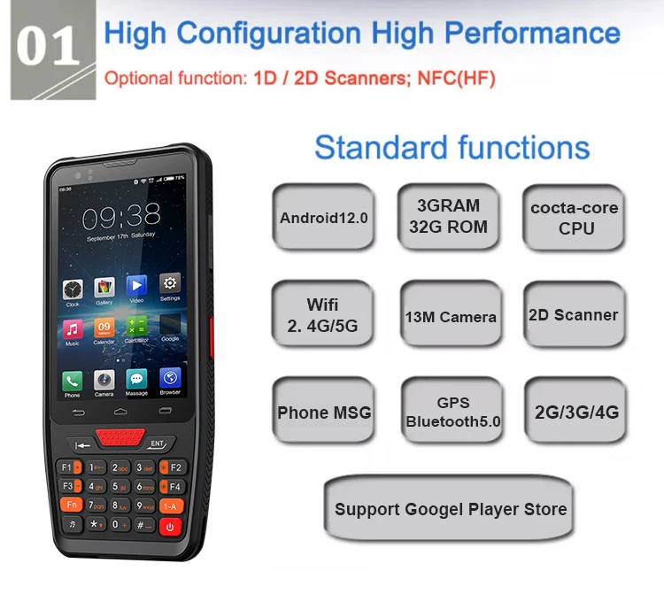 Portable Warehouse Android Smartphone Rugged Industrial Nfc Wifi Pda ...