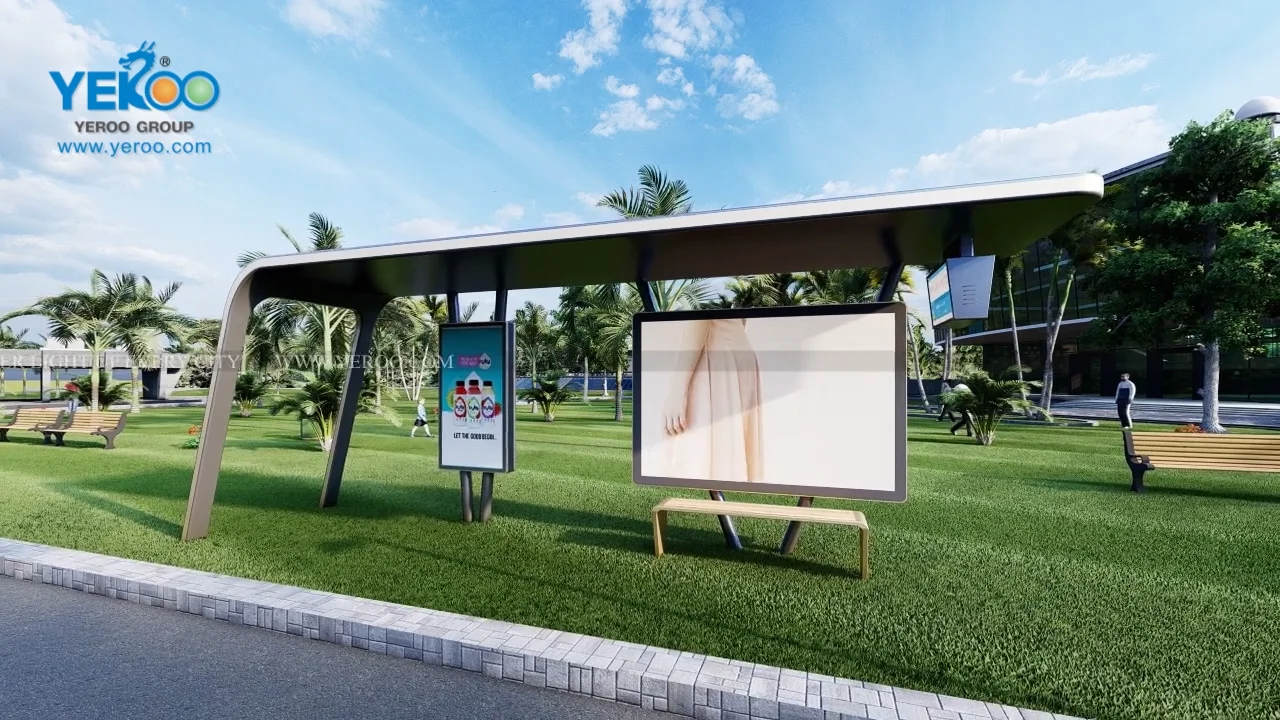 Modern Smart Bus Stop Shelter Solar Advertising Bus Shelters For Sale ...