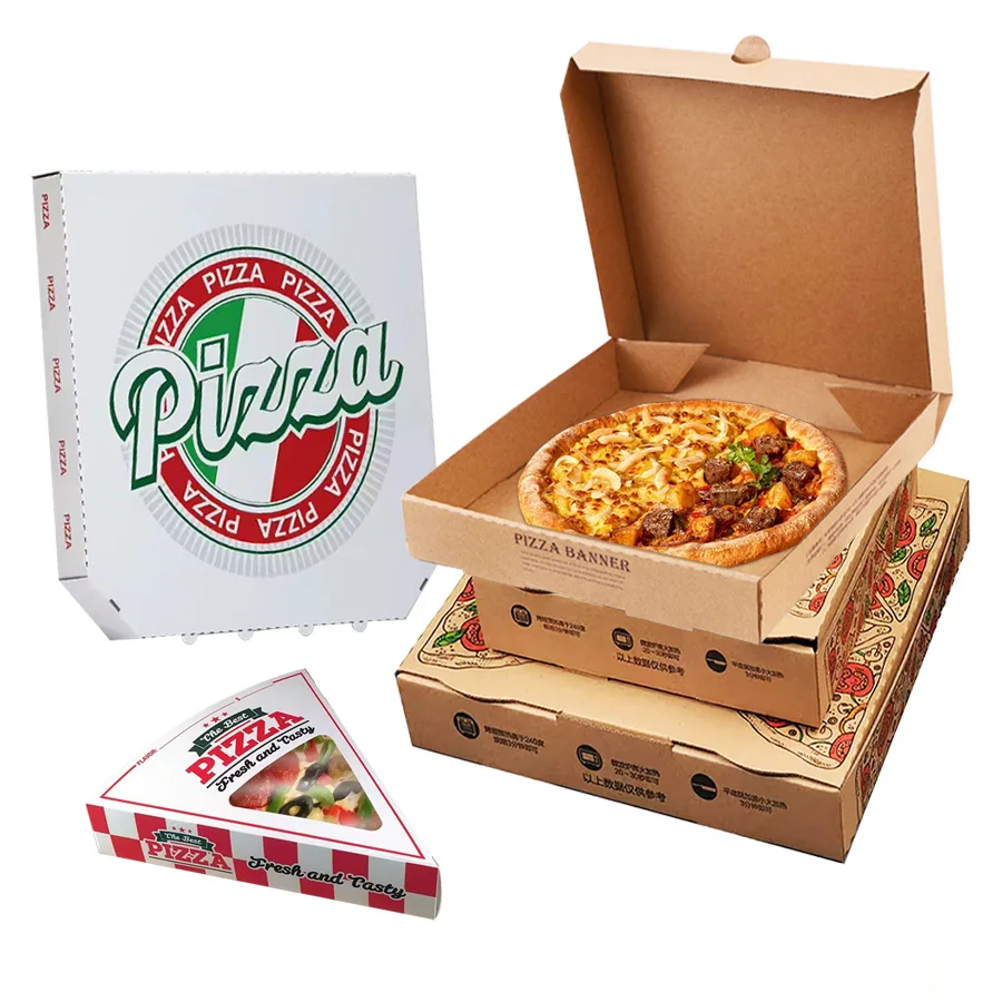 Wholesale Customize Design Kraft Paper Box Takeaway Food Pizza Box Corrugated Triangle Pizza ...
