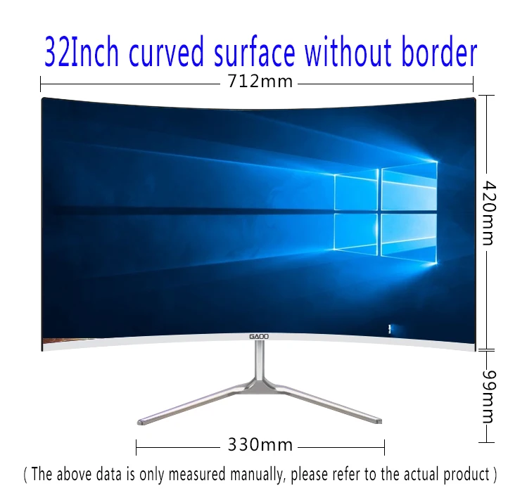 Wholesale 24" 27" Hd Display Led Qled Pc Screen Curved Or Flat Desktop ...
