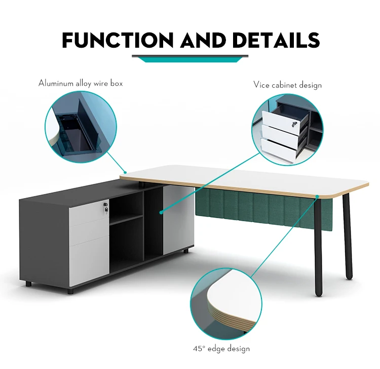 Modern Mdf Painting L Shaped Boss Ceo Manager Desk Executive Wooden ...