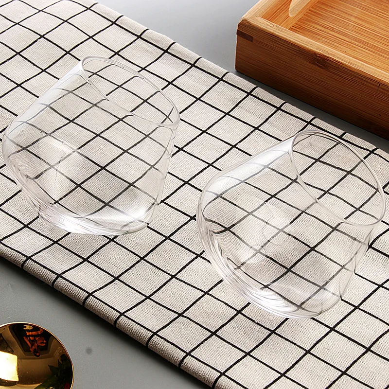 Lead Free Custom Crystal Tilted Slanted Bottom Glasses