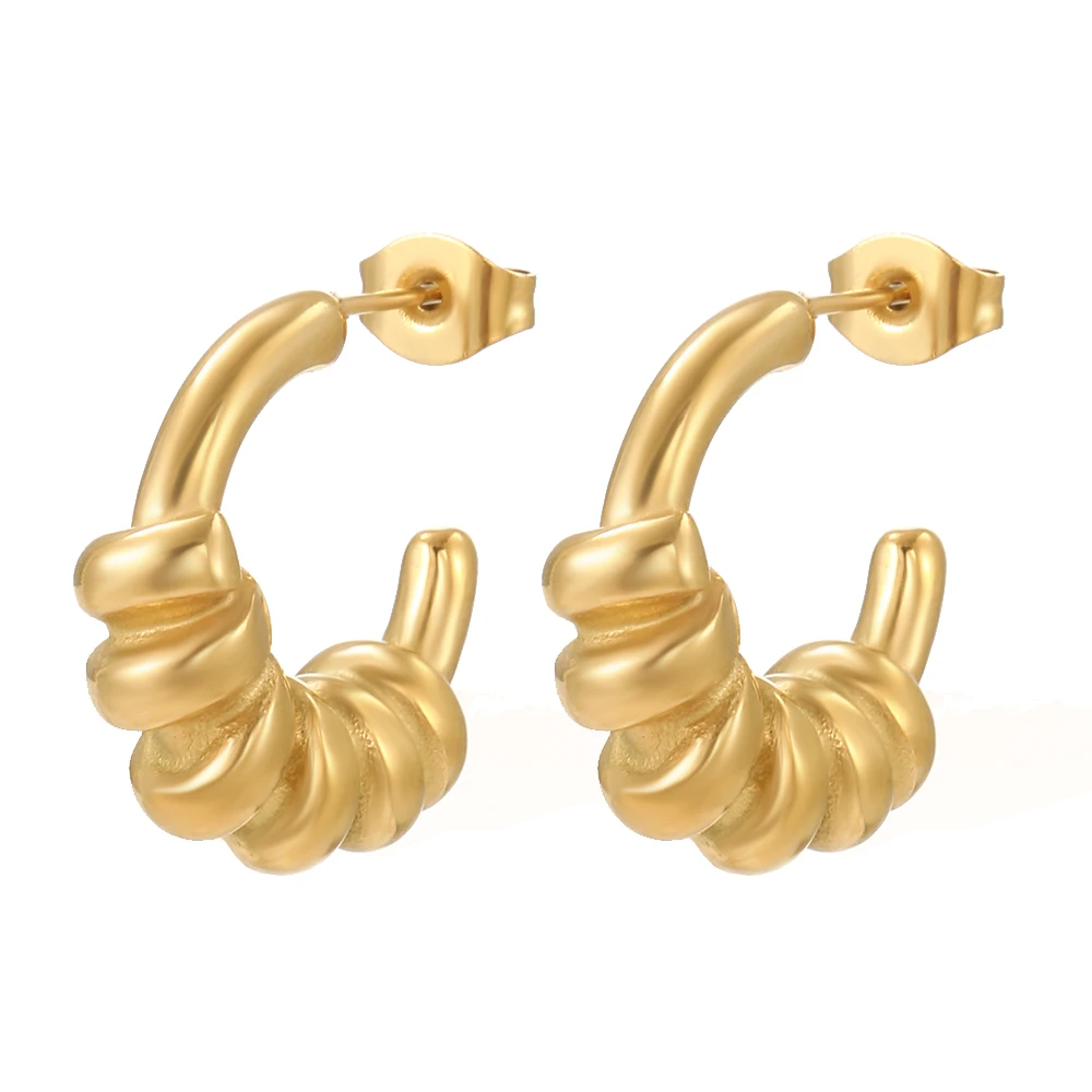 Stainless Steel 18k Pvd Gold Plated Irregular C Shaped Hoop Earrings ...