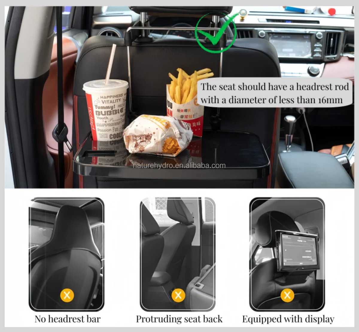 Car Back Seat Food Eating Folding Table Auto Steering Wheel Desk Car ...
