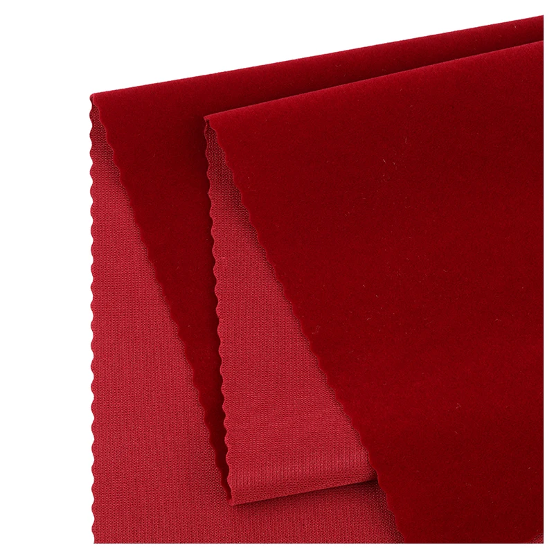 High quality red velvet fabric long pile velvet lining stock fabric ...