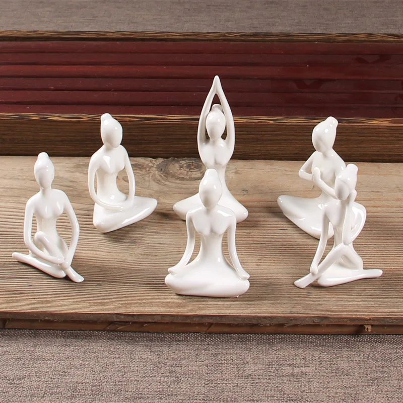 Ceramic Yoga Poses Lady Statues - Home Decor Art Pieces
