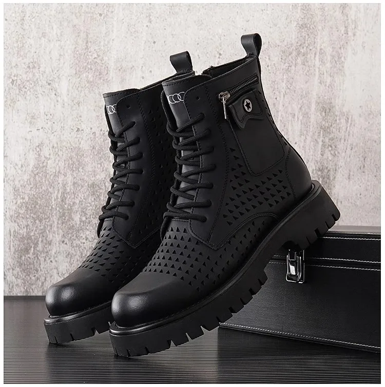 High Top Short Boots - Fashionable Men's Boots with Thick Sole