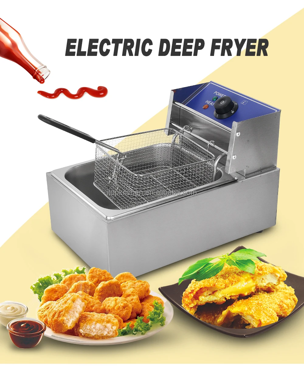 Tabletop Industrial Deep Fryer 2 Tanks 8L+8L 5kw Restaurant Chips Fryer ...