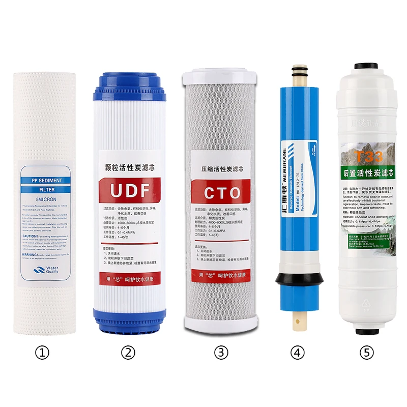 5 Stage Pp+udf +cto+ Ro+t33 Food Grade Pp Cotton Melt Blown Carbon ...