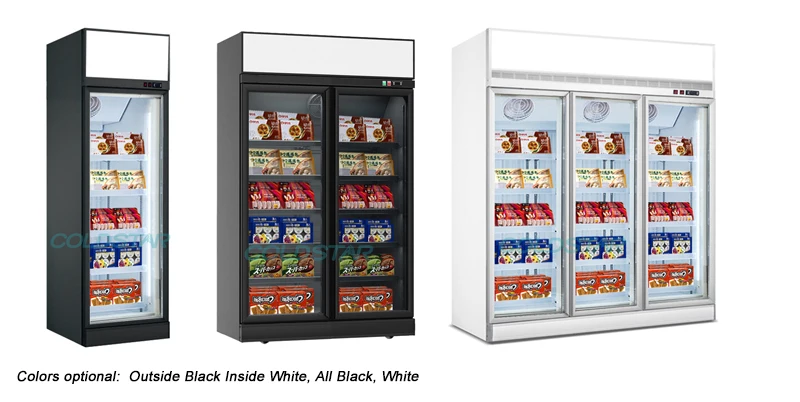 Supermarket Commercial Display Refrigerator With Led Light Glass Doors ...