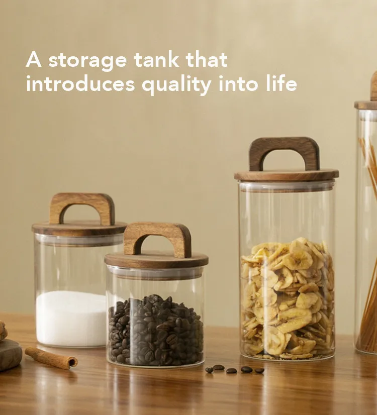 IKOO High Borosilicate Kitchen Storage Glass Jars Set with Acacia Wood Lid| Alibaba.com